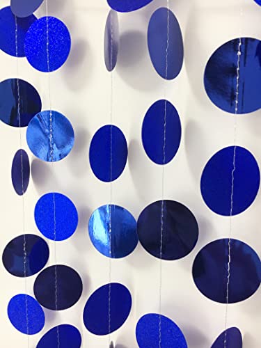 Autupy 4 Pack 52 feet Royal Blue Circle Garland Navy Blue Dots Paper Garland String Hanging Backdrop for Birthday Rustic Wedding Baby Shower Vintage Bachelorette Party