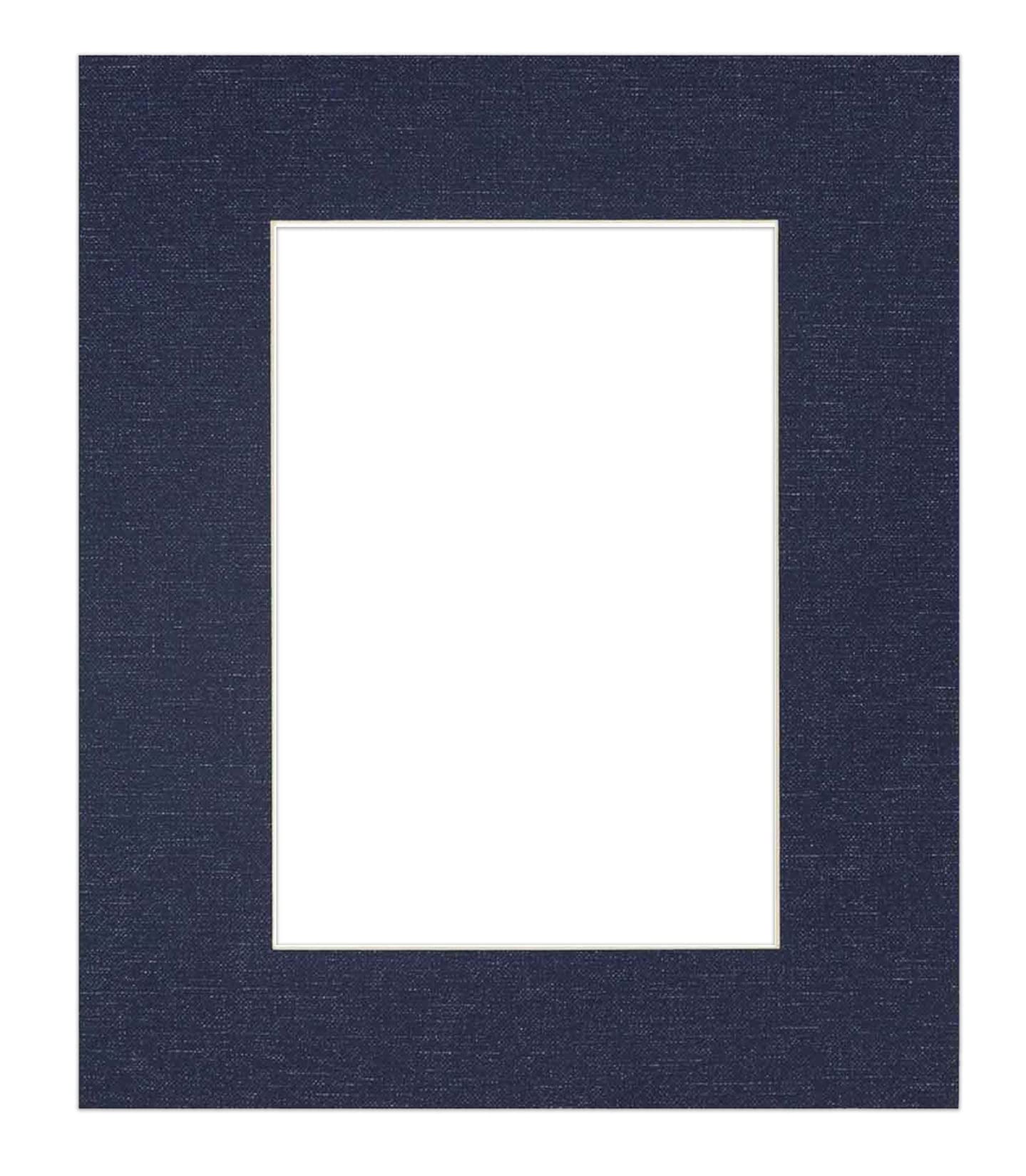 12x18 Mat Bevel Cut for 11x17 Photos - Acid Free Navy Canvas Texture Precut Matboard With Backing Board and Crystal Clear, Self Seal Photo Mat Bag - For Pictures, Photos, Framing - 4-ply Thickness