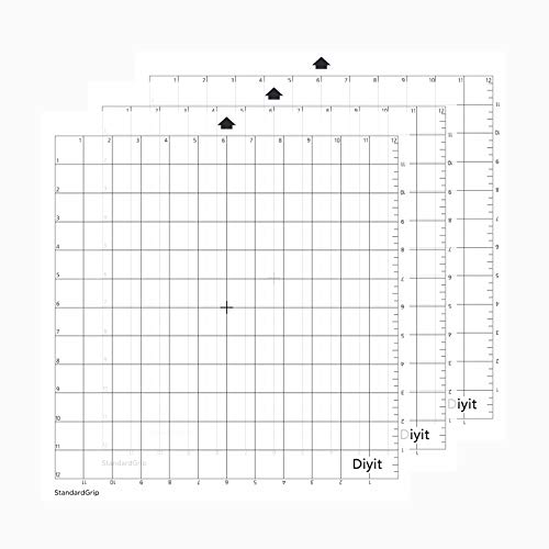 Diyit StandardGrip Cutting Mat for Silhouette Cameo 4/3/2/1 (3 PCS, 12x12)-Gridded Cutting Mat Perfect for Silhouette Cameo