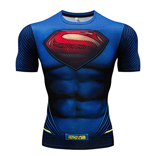 Men's Super-Hero Series Compression Sports Shirts Fitness Tee Gym Tank Top-1#-L