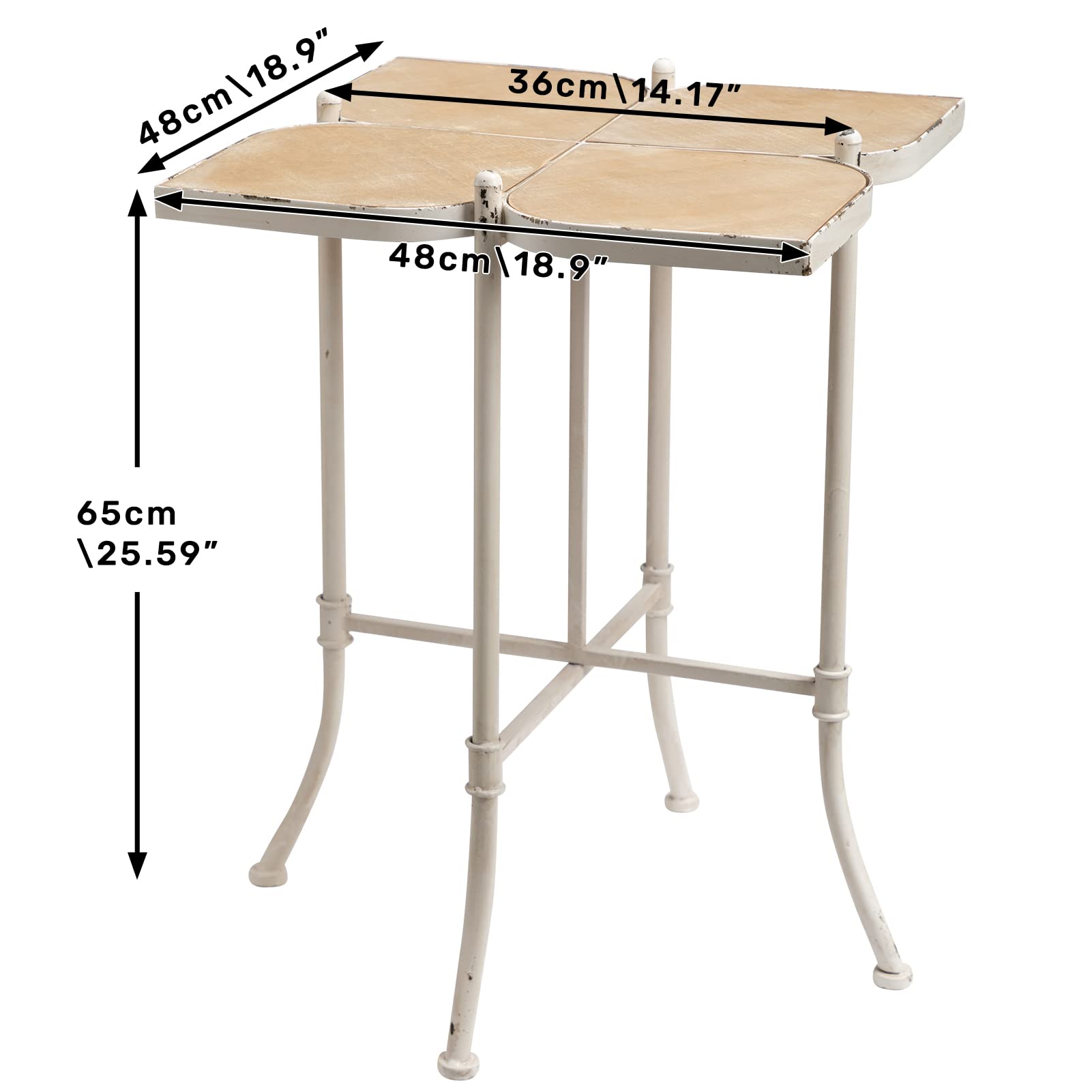 DOEWORKS Modern Four-Leaf Clover Shaped End Table, Vintage Living Room Coffee Table, Wood Sofa Side Table for Bedroom,Kitchen, Cafe