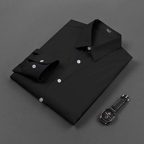 COOFANDY Mens Dress Shirts Long Sleeve Slim Fit Button Down Untucked Shirt Black