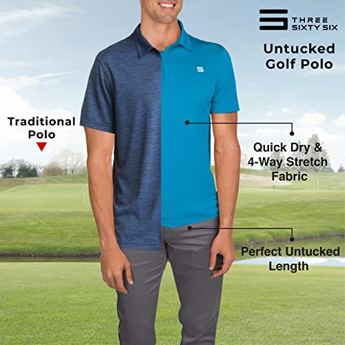 Men’s Untucked Golf Polo Shirts - The Perfect Length, Quick Dry, 4-Way Stretch Fabric. Moisture Wicking, UPF 50+ Protection Charcoal Grey