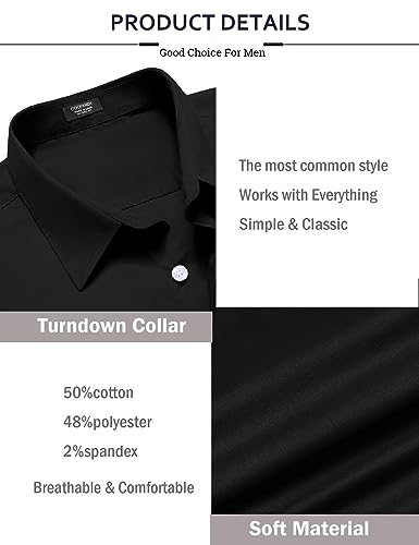 COOFANDY Mens Dress Shirts Long Sleeve Slim Fit Button Down Untucked Shirt Black