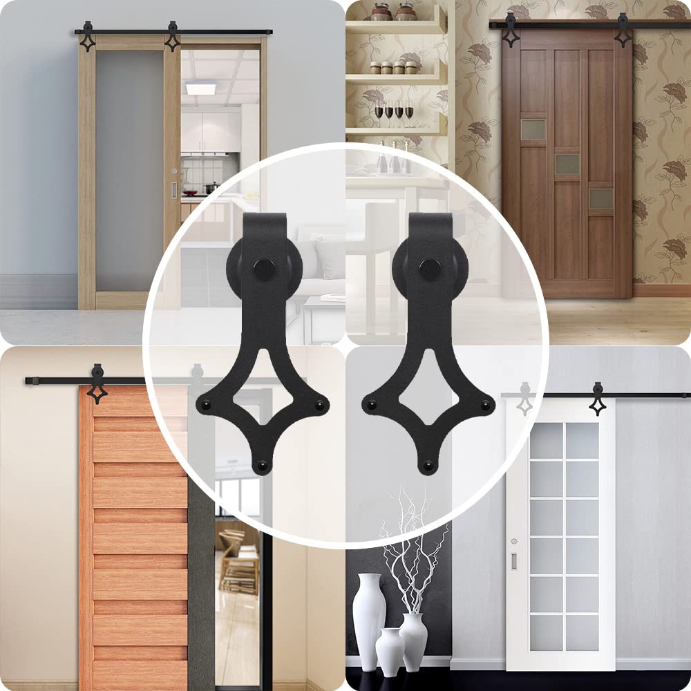 7.5FT Sliding Barn Door Hardware Kit Heavy Duty Sturdy Rustic Rhombus Shape Hanger Barn Door Track Set for Single 45" Wide Door Garage Closet