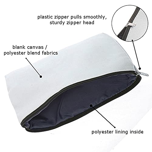 Muka 12 Pack Plain DIY Canvas Bag White Pouch for Painting 6-3/4 x 4-3/4 Inches Cosmetic Bag