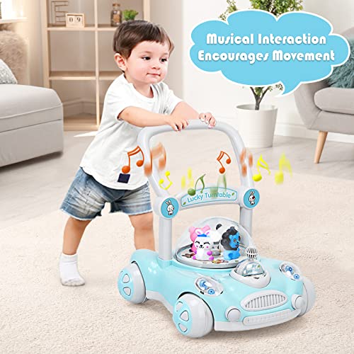 INFANS Baby Walker for Boys Girls, Activity Push Walker for Infants, Kids Early Educational Activity Center with Lights& Music, Learning Walking for Infants and Toddlers Over 12 Months (Blue)