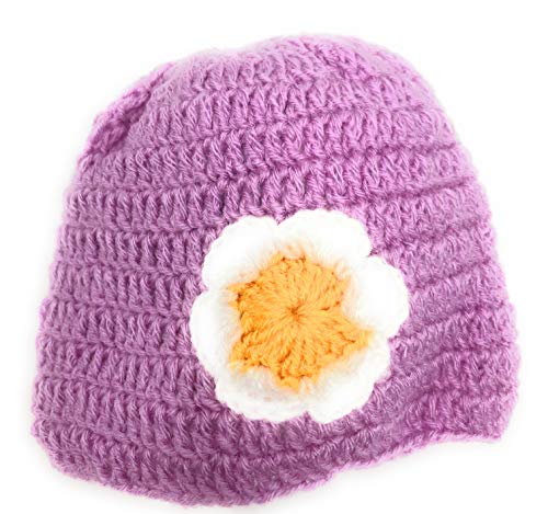 Hand Made 3 Piece Knitted Purple Baby Toddler Girl Button up Warm Crochet Set- Newborn Toddler Wool Sweater Set Includes Booties & hat 0-6 Months