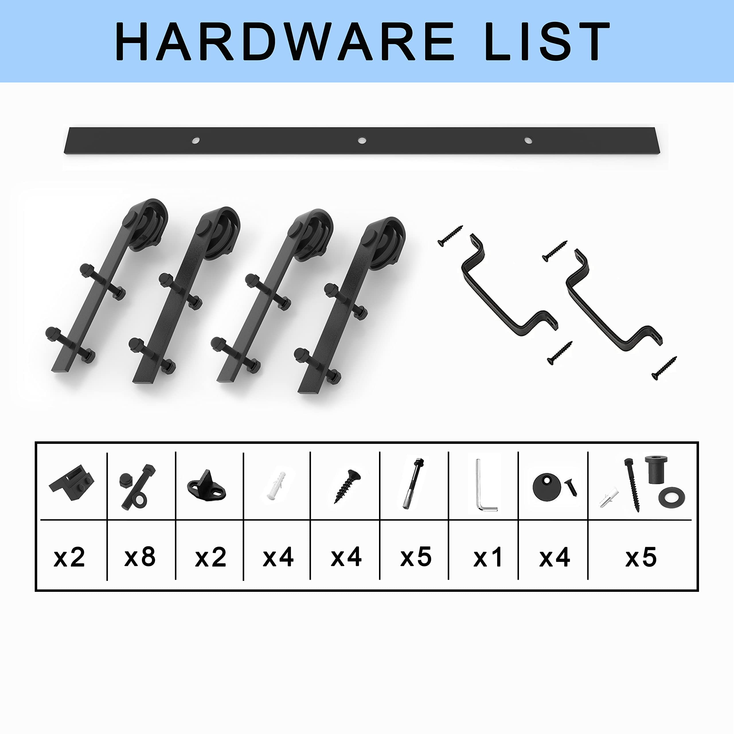 36in x 84in (Double 18in x 84in Door) Barn Doors with 6.6ft Hardware Kit, Pre-Finished Surface, Pre-Drilled Holes Easy Assembly, Solid MDF Covered with Water-Resistant PVC Surface, K Frame, White