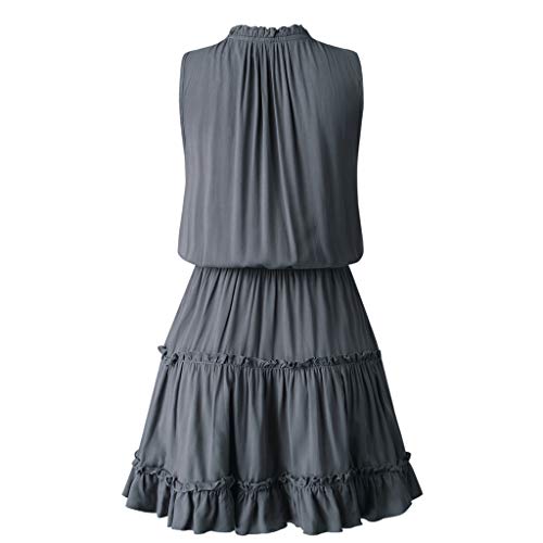 Daorokanduhp Women Work Party Dress Fashion Sexy V-Neck Solid Sleeveless Back Up Zipper Above Knee Mini Skirts Dresses