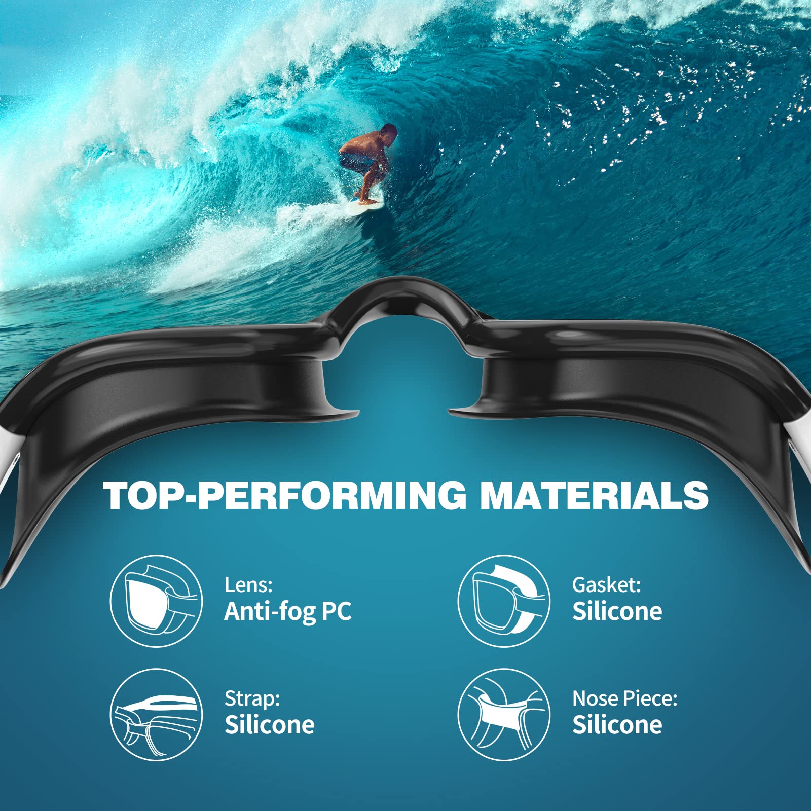 Robee Swimming Goggles, Adult Polarized Swim Goggles for Men Women Youth, Water Pool Glasses