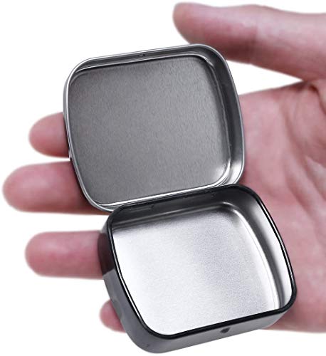 Mini Skater 4Pcs Metal Hinged Lid Tin Containers Case Portable Small Storage Empty Box for Candies, Pills, Earring and Jewelry Craft (2 Black+2 White)