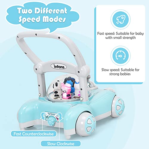 INFANS Baby Walker for Boys Girls, Activity Push Walker for Infants, Kids Early Educational Activity Center with Lights& Music, Learning Walking for Infants and Toddlers Over 12 Months (Blue)