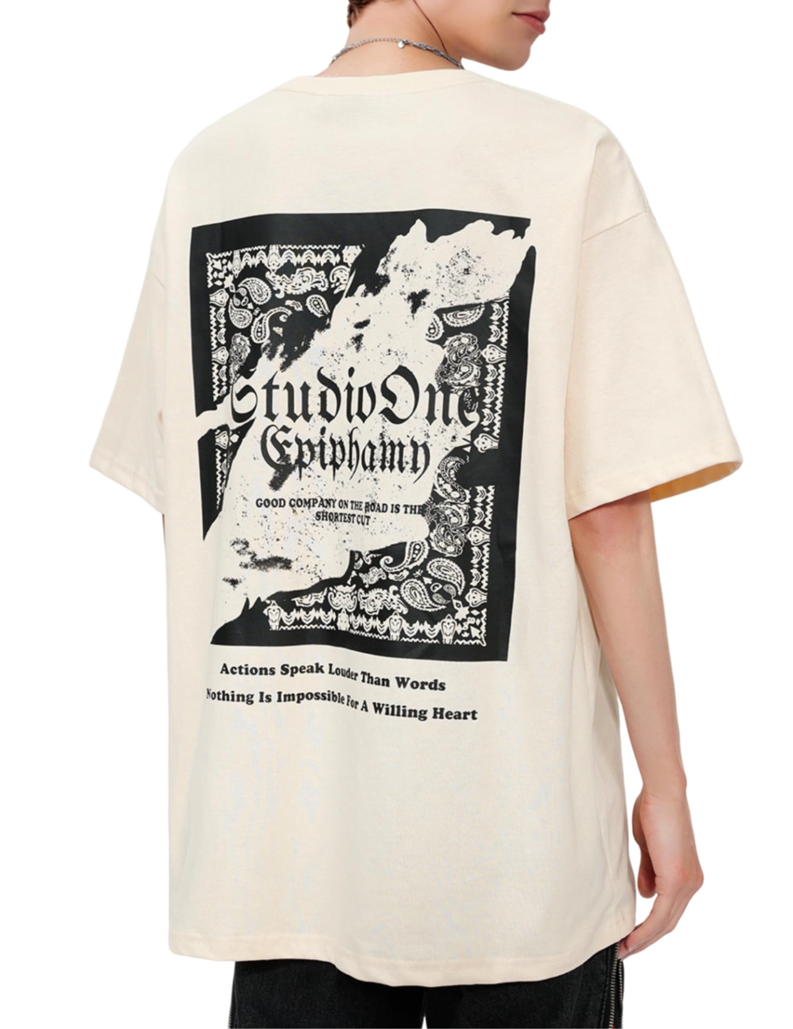 Aelfric Eden Graphic Tees Y2K Vintage Tee Shirt Oversized Streetwear T Shirts Streetwear Unisex Casual Summer Tops Apricot
