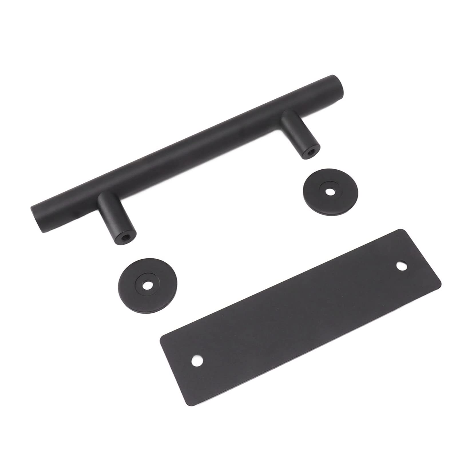 Sliding Barn Door Handle, Carbon Steel Sliding Glass Door Pull Handle Black Barn Door Handle and Flush Finger Pull with Lock Hook Latch Sets for Barn Doors, Cabinet, Garages, Wardrobes