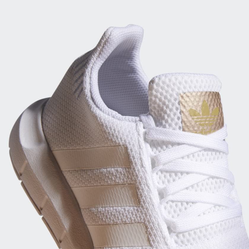 adidas Women's Swift Run Shoes, White/White/Copper Metallic, 6
