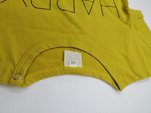 AYIYO Baby Infant Short Sleeves Happy Printed Bodysuit Rompers Shortalls Outfit Yellow