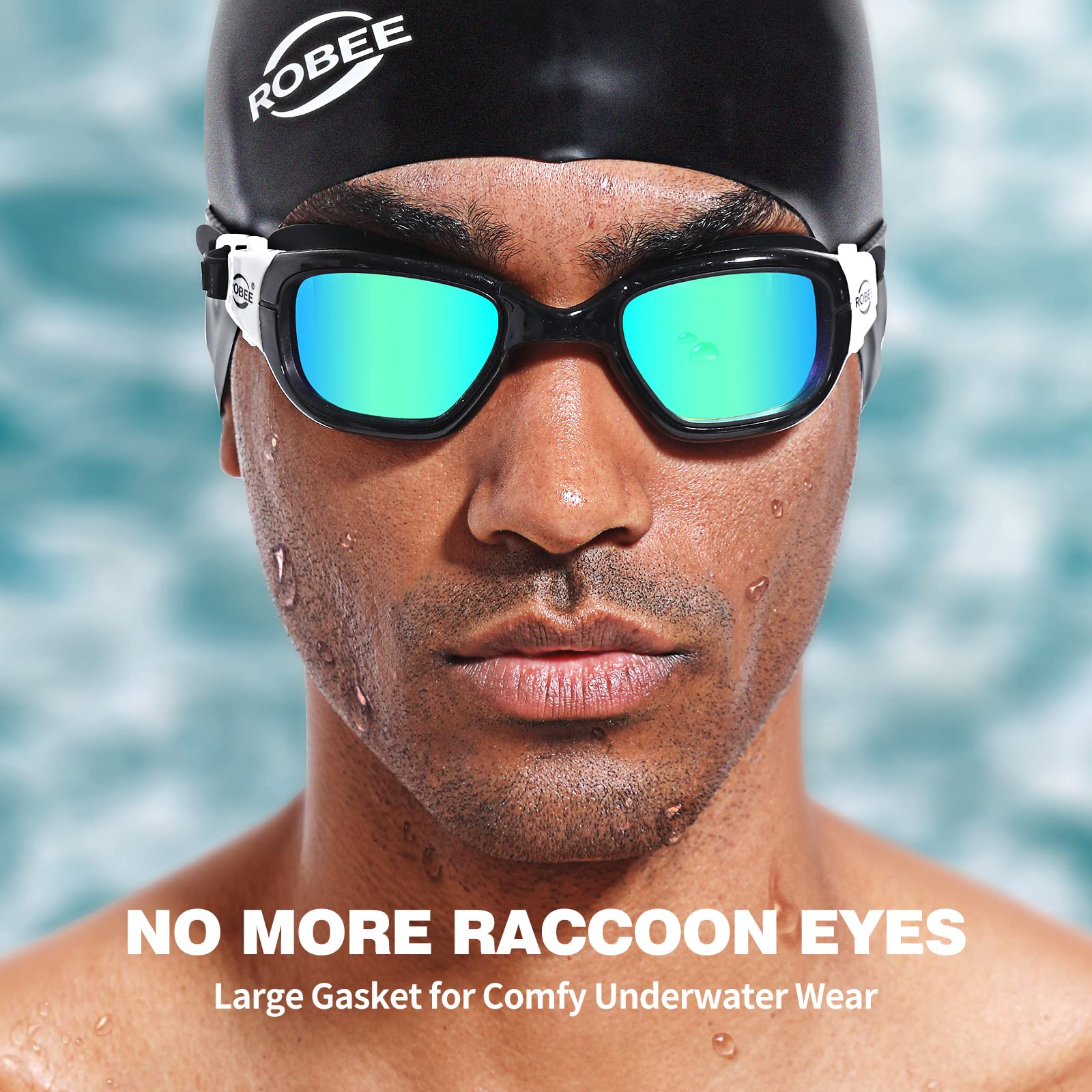 Robee Swimming Goggles, Adult Polarized Swim Goggles for Men Women Youth, Water Pool Glasses