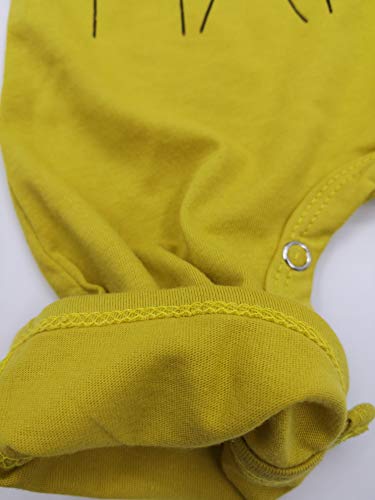 AYIYO Baby Infant Short Sleeves Happy Printed Bodysuit Rompers Shortalls Outfit Yellow