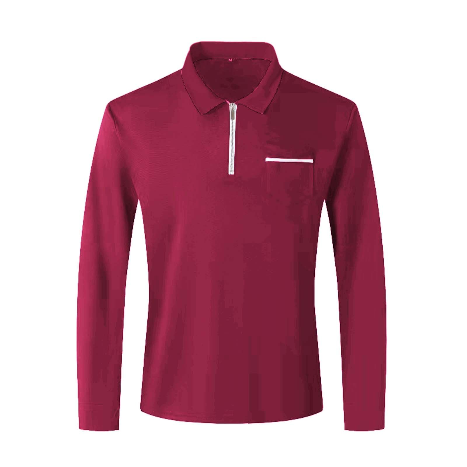 Casual Quarter Zip Polo Sweater for Mens Classic Business Office Work Golf Shirt Winter Fall Slim Fit Long Sleeve Stretch Lightweight Tops with Pocket