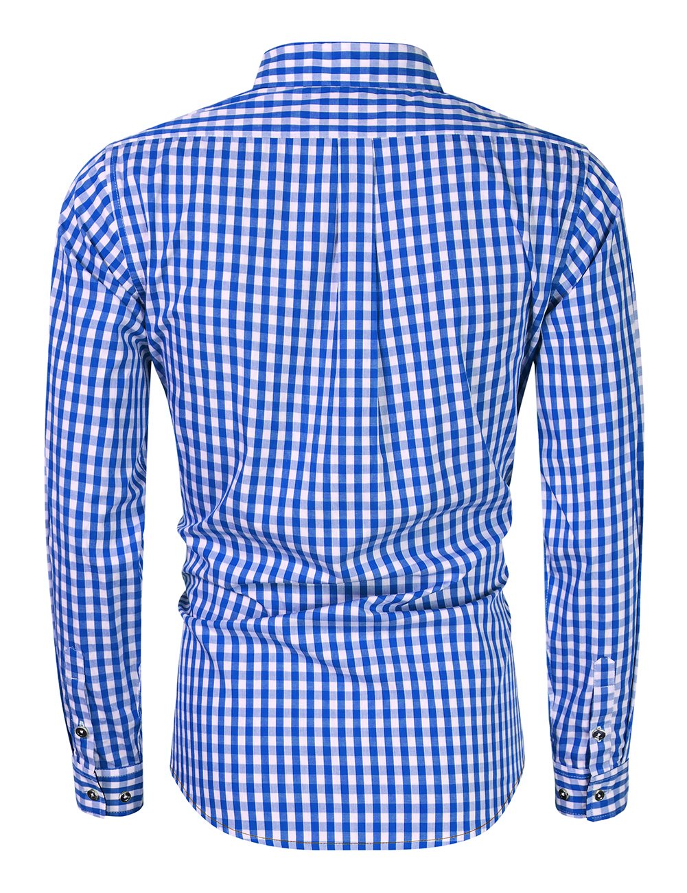 Clearlove Men's Long Sleeve Checkered Bavarian Oktoberfest Shirt for Lederhosen Blue S