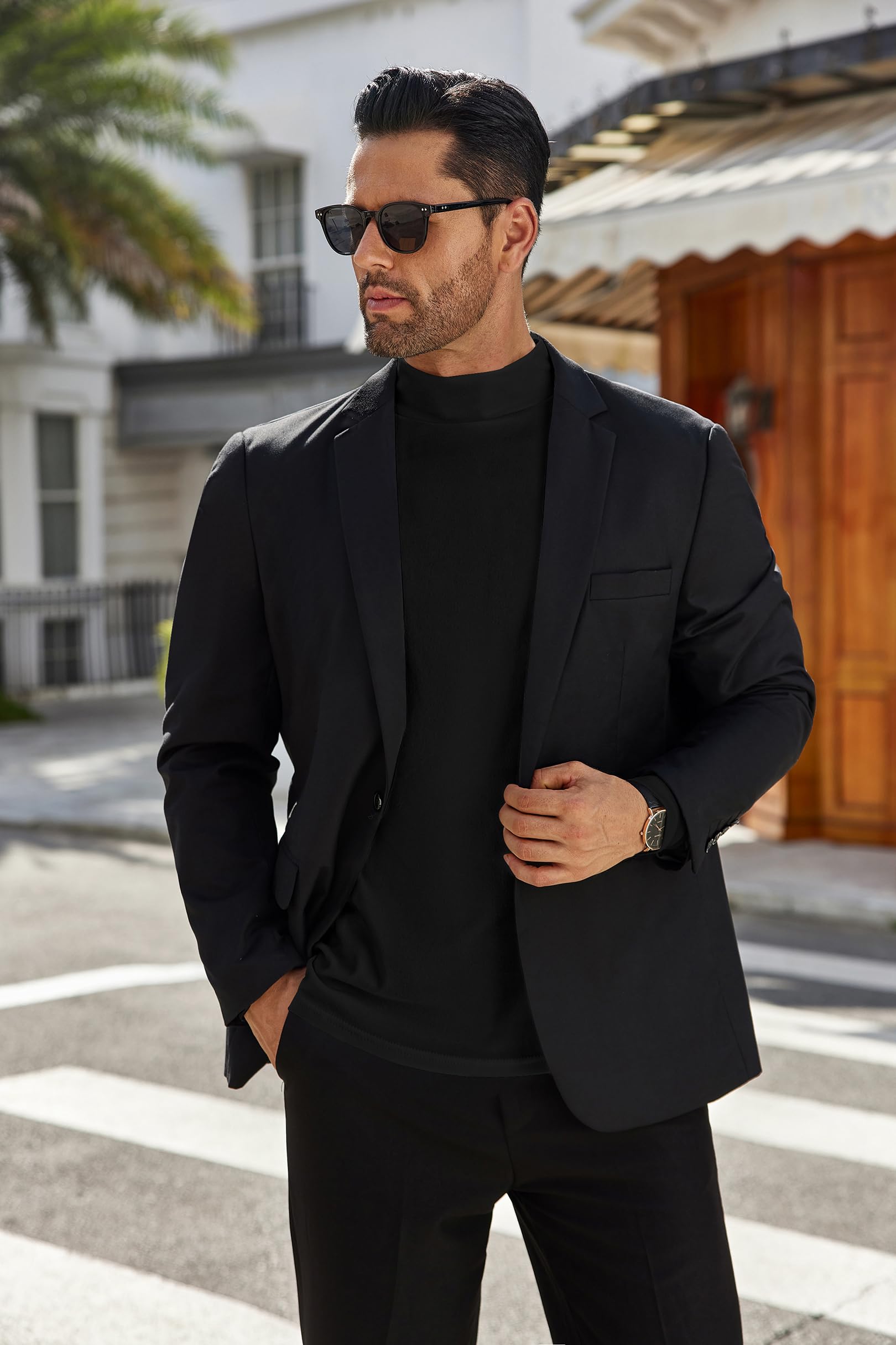 Ekouaer Men's Mock Turtleneck Long Sleeve Turtle Neck Shirts Lightweight Undershirt Thermal Pullover Sweater Black Medium