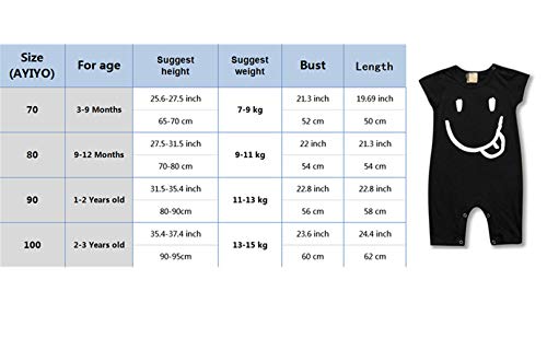 AYIYO Baby Infant Short Sleeves Happy Printed Bodysuit Rompers Shortalls Outfit Yellow