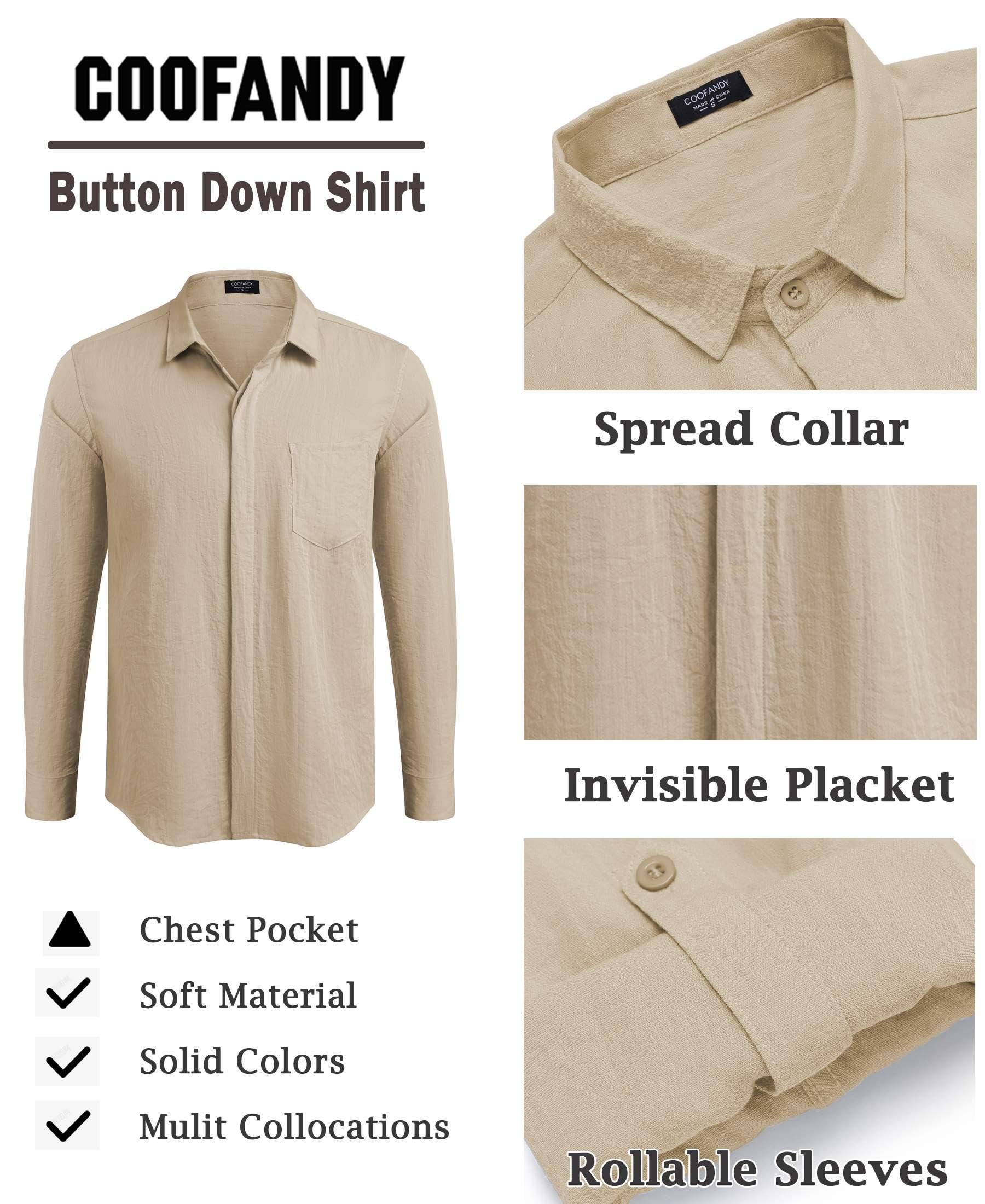 COOFANDY Beach Wear Linen Pants 2 Piece Men Casual Shirts Set Beach Party Wedding Outfits