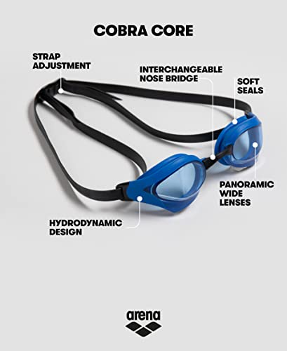 Arena Unisex Cobra Core Swim Goggles for Men and Women No Leak No Fog Max Comfort Standard Mirror Lens, Yellow Copper/Black