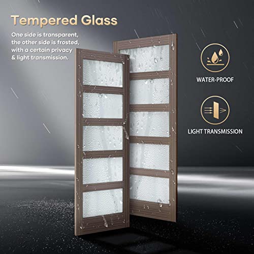 ROYMELO 36x84 Inch Glass Sliding Barn Door Slab and 6.6ft Hardware Kit Included, 5 Frosted Glass, LVL Wood Panel Covered with Elephant Gray Water-Proof Scratch-Proof PVC Surface, Simple DIY Assembly
