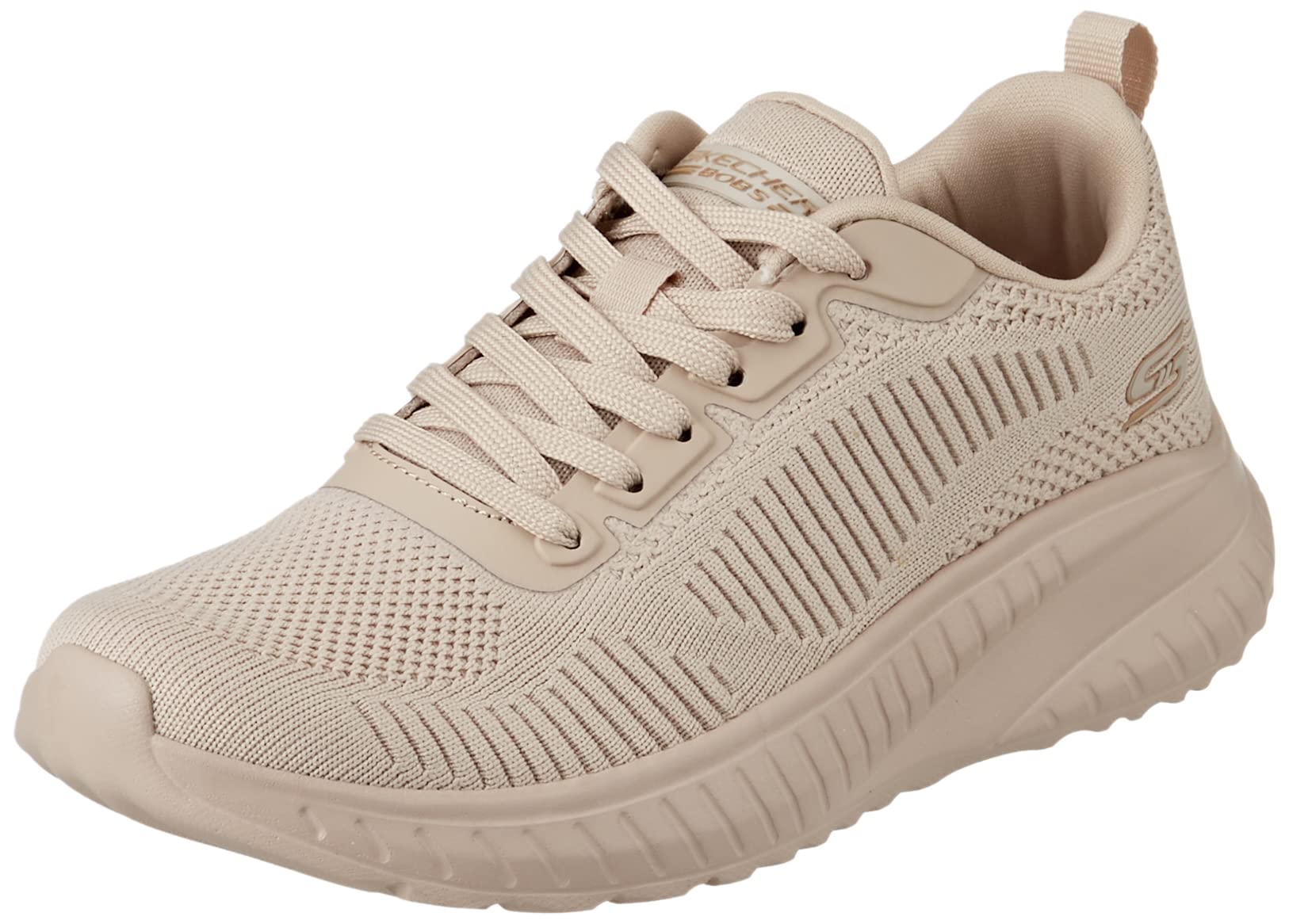 Skechers Women's Bobs Squad Chaos – Face Off Sneaker, Nude, 7.5