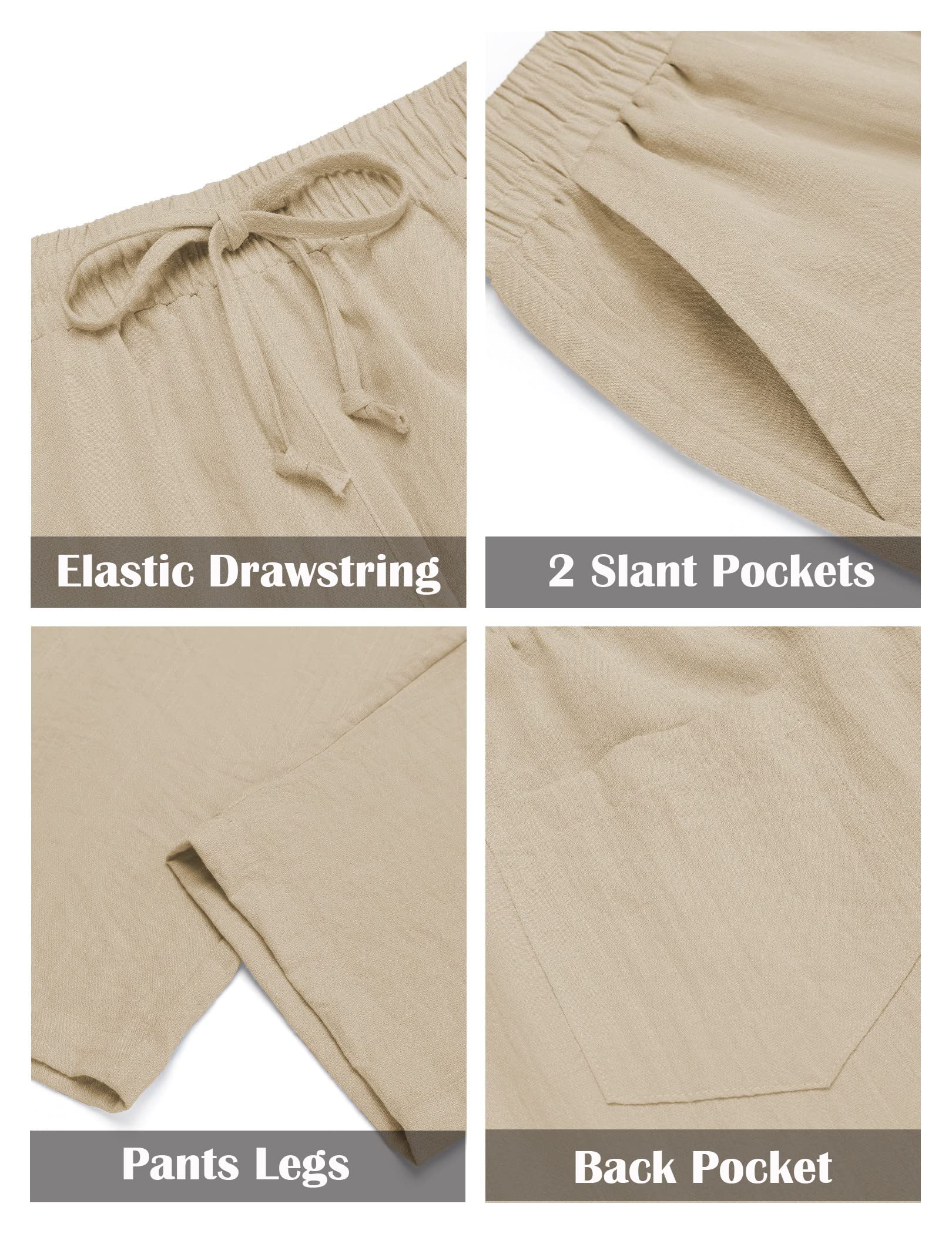 COOFANDY Beach Wear Linen Pants 2 Piece Men Casual Shirts Set Beach Party Wedding Outfits