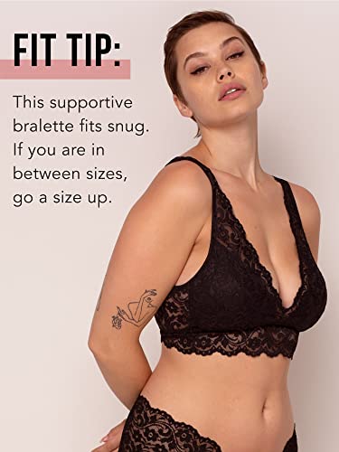 Smart & Sexy Women's Signature Lace Deep V Neck Wireless Bralette, Bralettes For Women With Support, Bralettes and Bralette Pack In the Buff/White/Black M