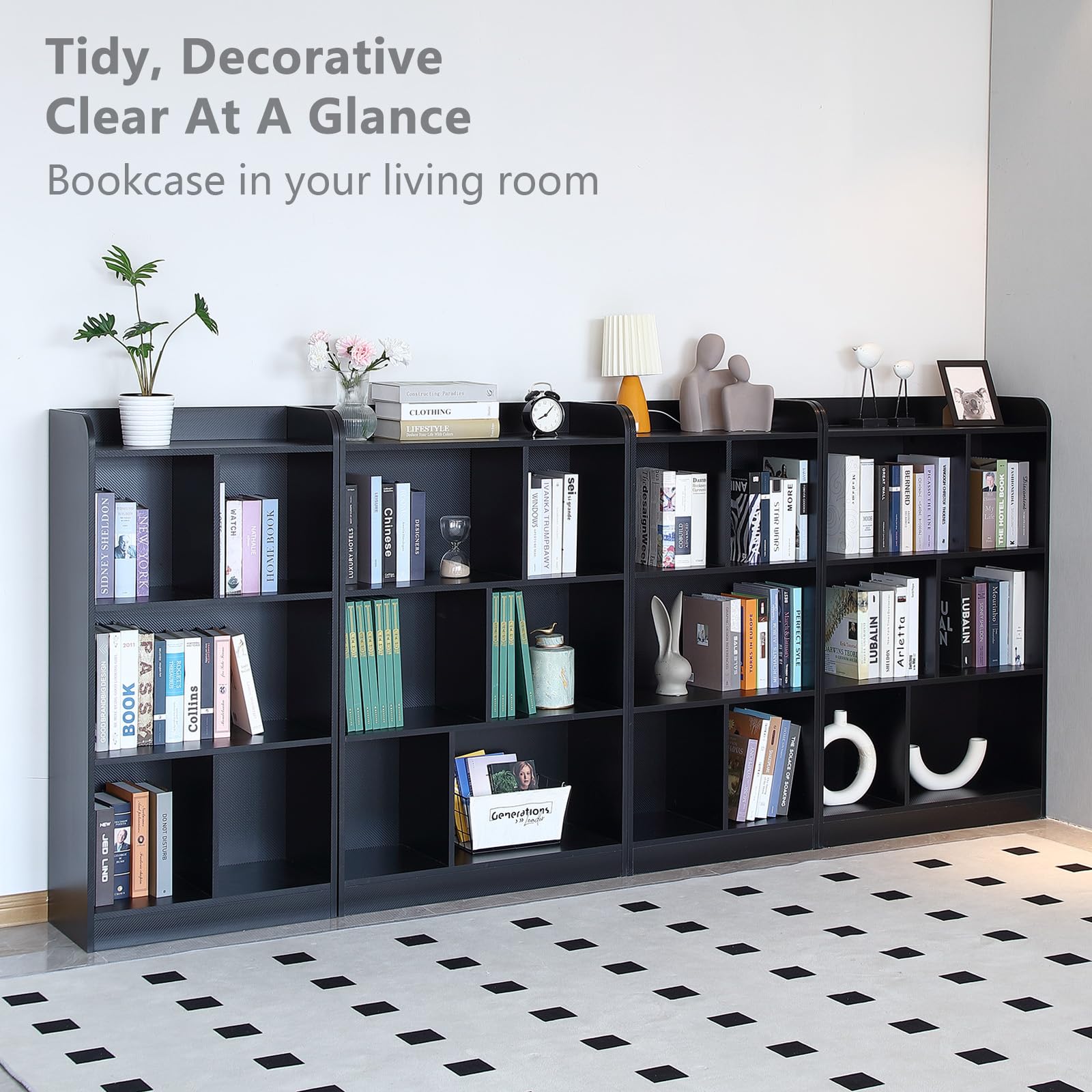 COMUHOME Book Shelf with Back Panel Stability 6 Cube Bookcase Multifunctional Cube Storage Organizer for Bedroom Living Room Office Closet School in Black with 31.49''W