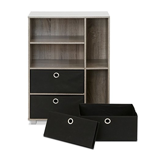 FURINNO Andrey Multipurpose Storage Cabinet, French Oak Grey/Black