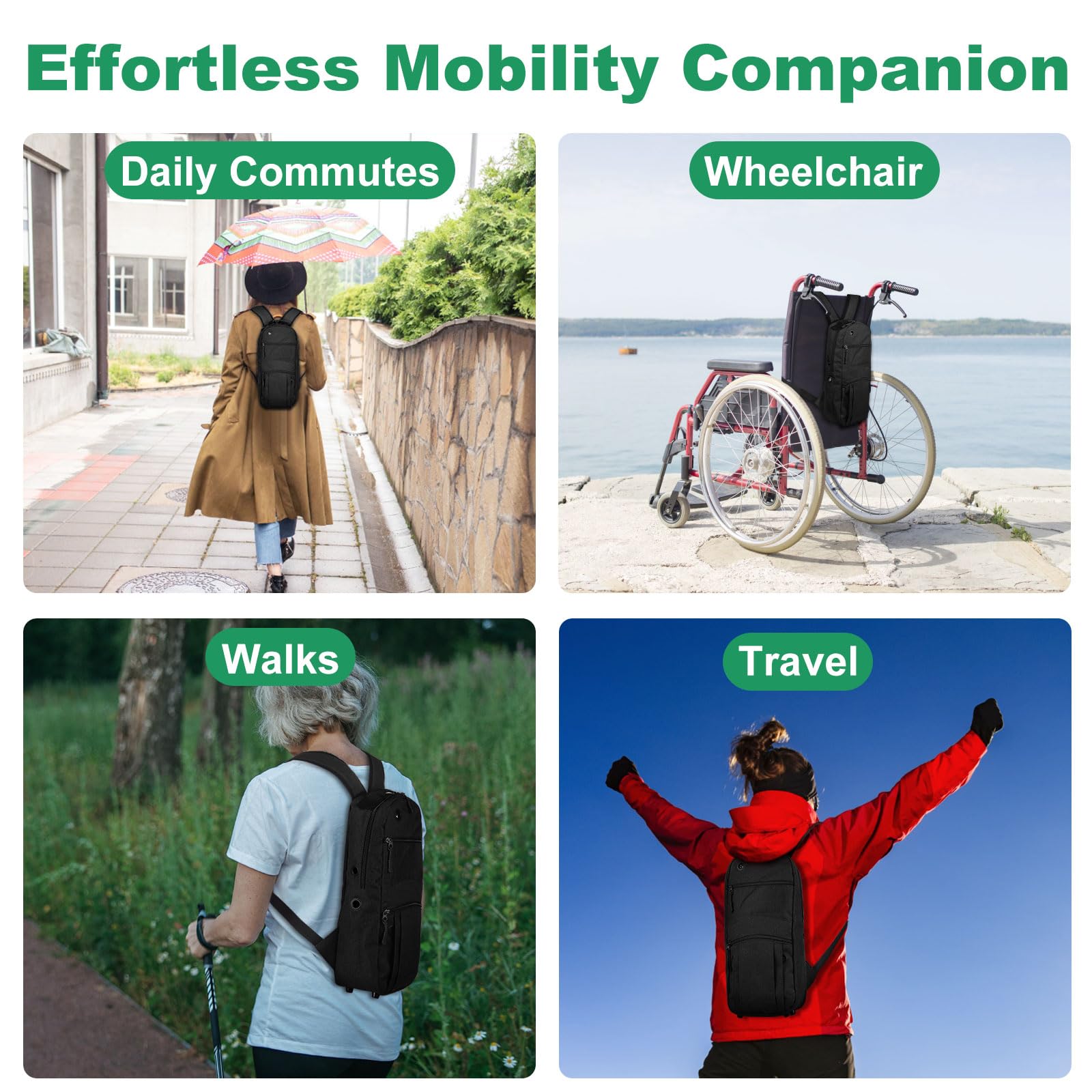 APDTEK Portable Oxygen Tank Backpack for Size M2, B/M6, C/M9, ML6, A/M4, M7, Comfortable Medical Oxygen Cylinder Backpack Bag with Durable Straps for Travel - Not Suitable for Size D (Black)
