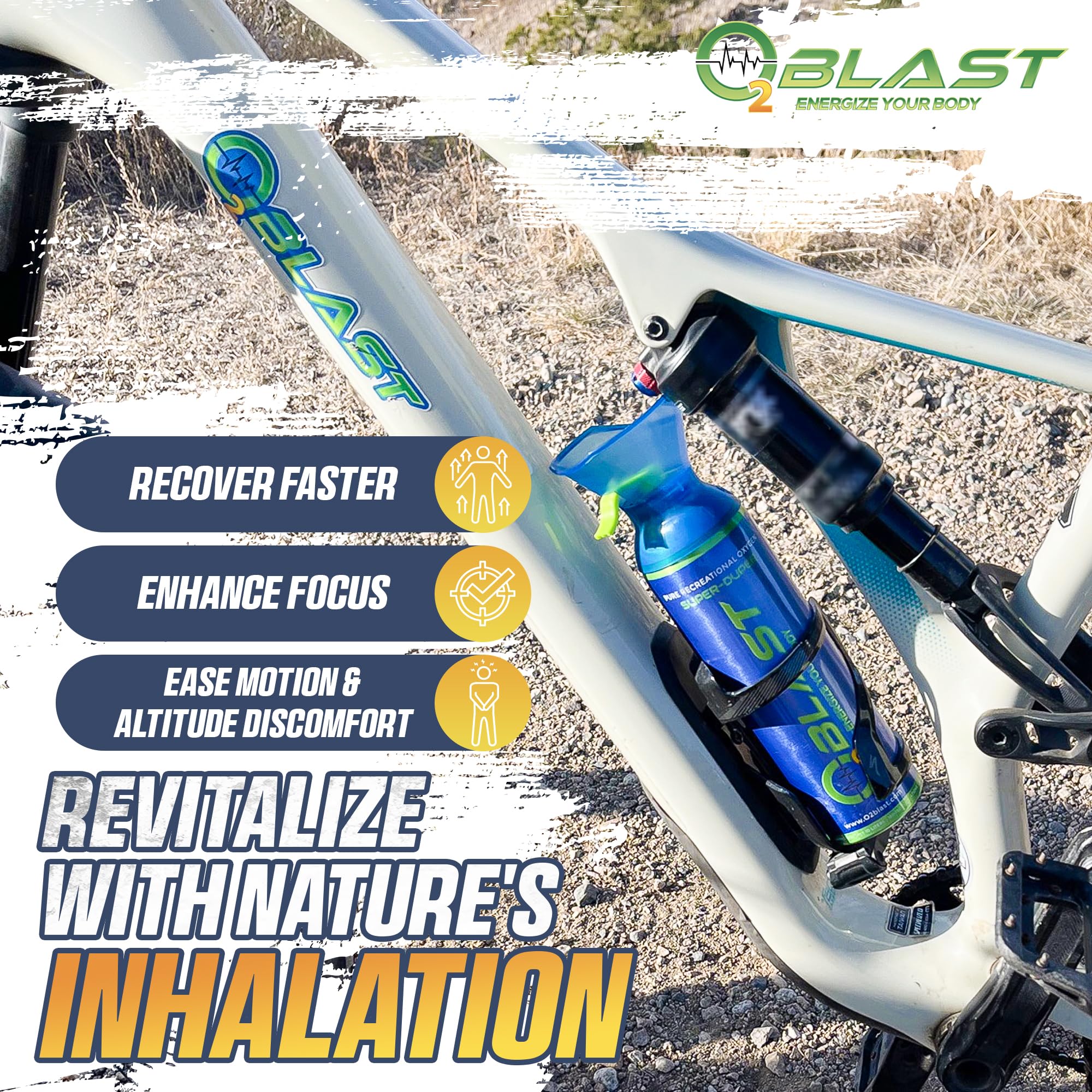 O2 Blast 95-99% Pure Oxygen, 10 Liter Portable Can 5 Pack with Custom Breathing Mask, Increase Stamina & Reduce Recovery Time, Ideal for High Altitude & Sports Recovery