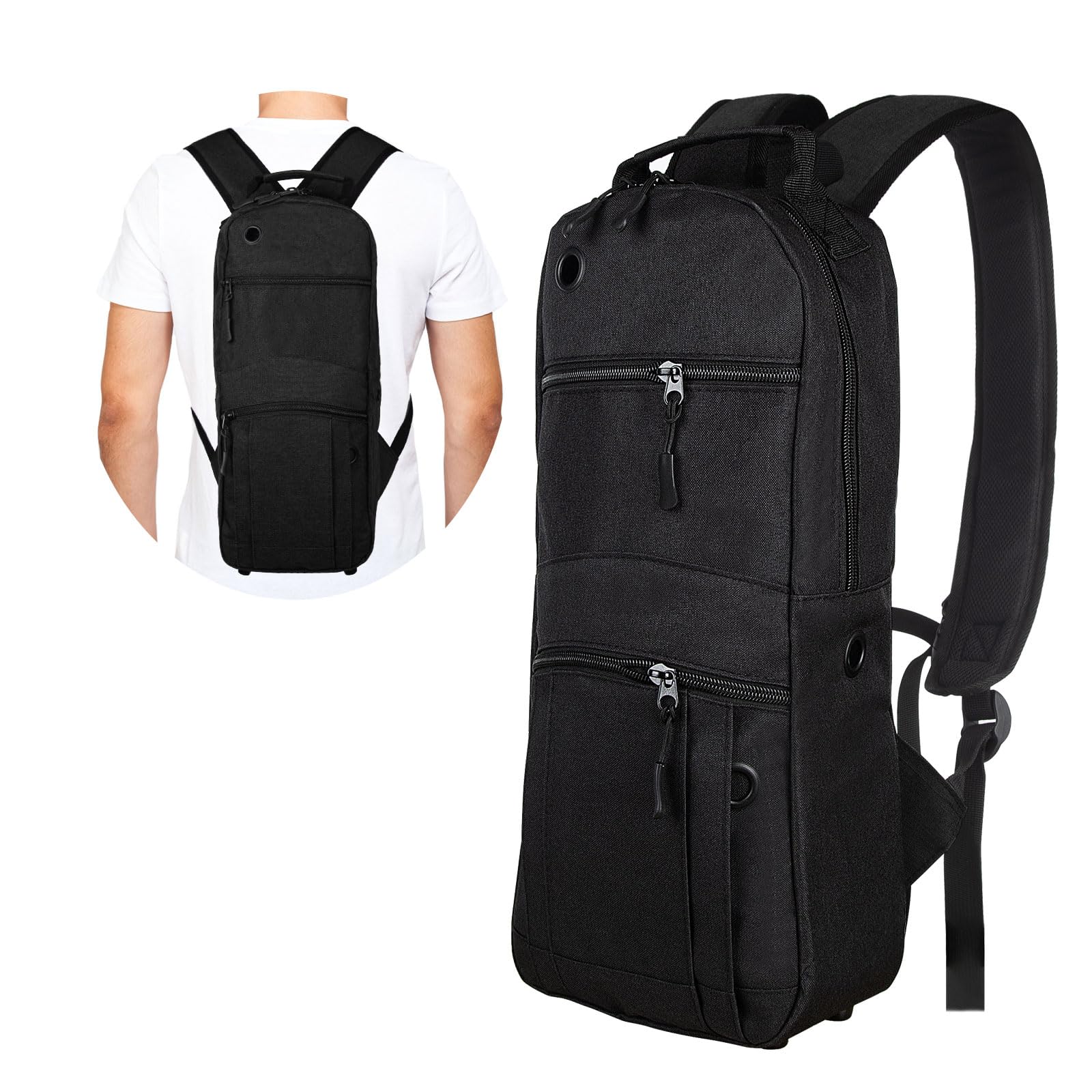 APDTEK Portable Oxygen Tank Backpack for Size M2, B/M6, C/M9, ML6, A/M4, M7, Comfortable Medical Oxygen Cylinder Backpack Bag with Durable Straps for Travel - Not Suitable for Size D (Black)