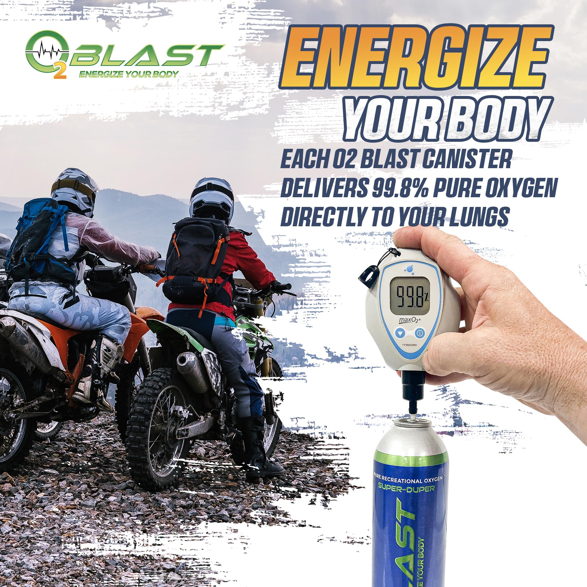 O2 Blast 95-99% Pure Oxygen, 10 Liter Portable Can 5 Pack with Custom Breathing Mask, Increase Stamina & Reduce Recovery Time, Ideal for High Altitude & Sports Recovery