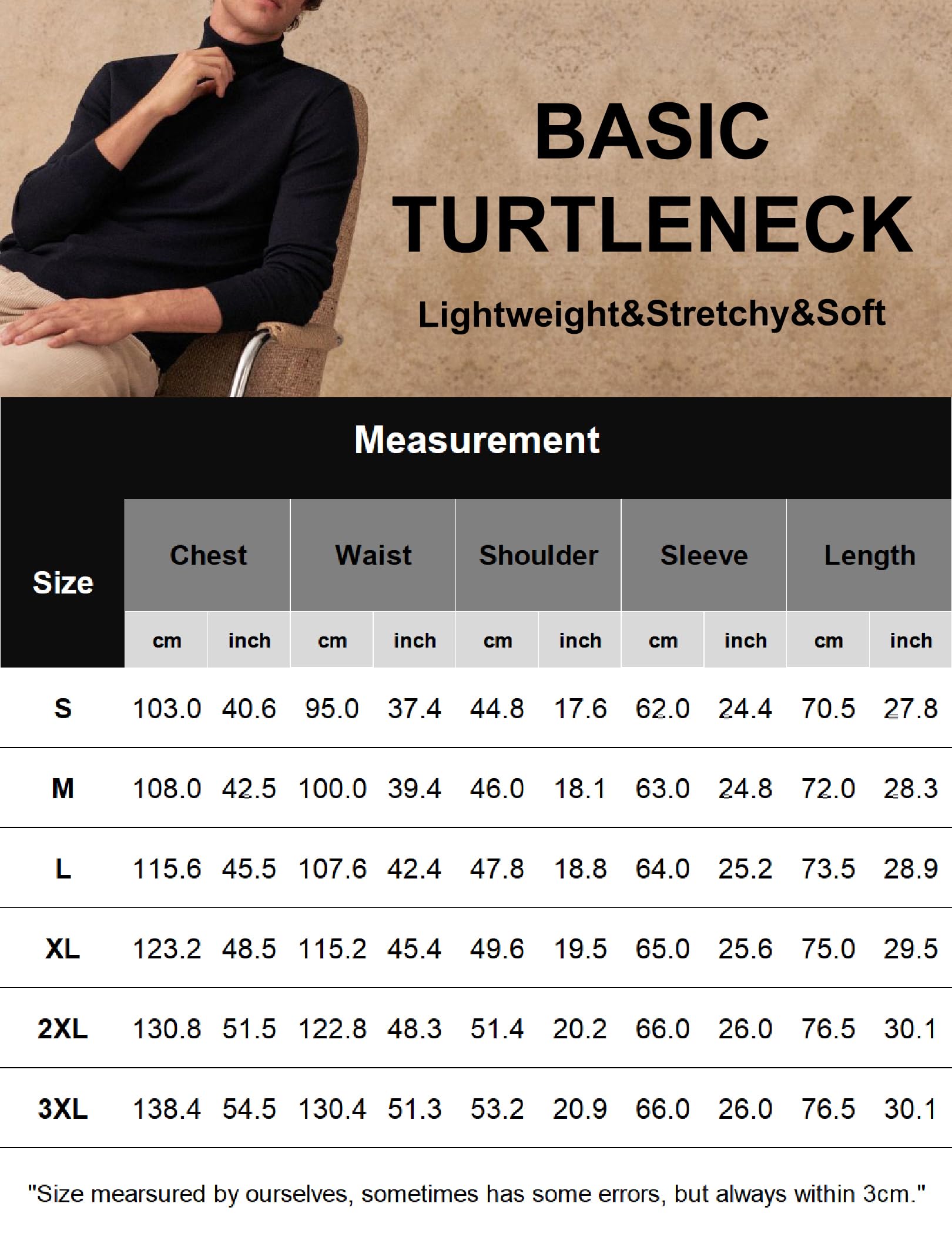 Ekouaer Men's Mock Turtleneck Long Sleeve Turtle Neck Shirts Lightweight Undershirt Thermal Pullover Sweater Black Medium