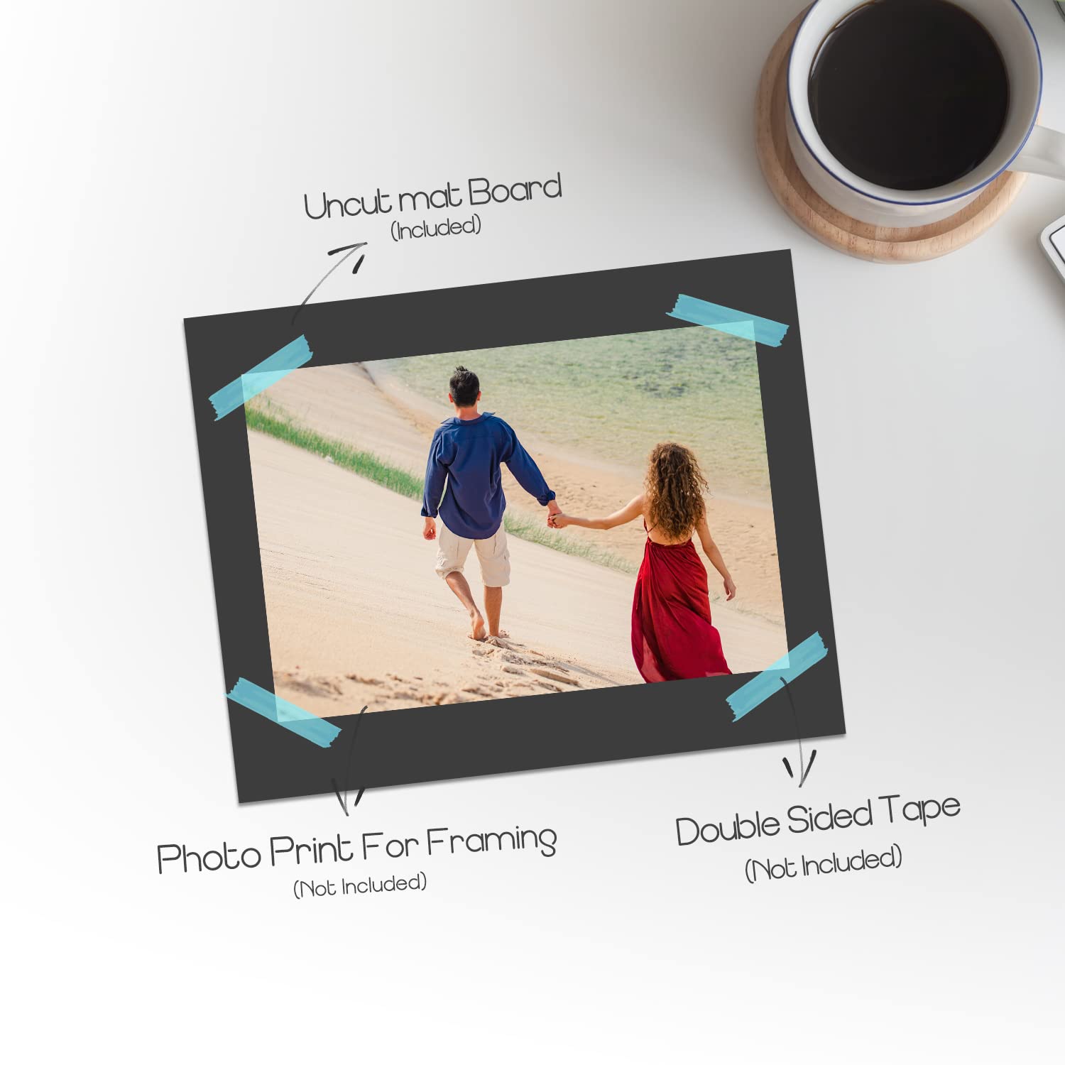 Golden State Art, Pack of 25 11X17 Black Uncut Mat Boards, Great for Photos, Pictures, Frames, Acid-Free, White-Core