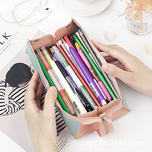 ryifaing Little Monster Pencil case Large Capacity Stationery Bag Storage Pencil case Cosmetic Bag Coin Purse Portable Exquisite PU Material with Zipper Closure 3.2 x 1.3 x 1.2 inches (White)