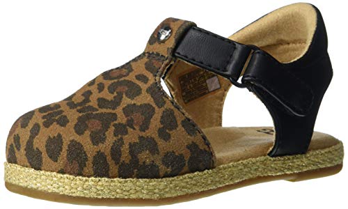 UGG girls I Emmery Leopard Flat Sandal, Tan, 4-5 Infant US