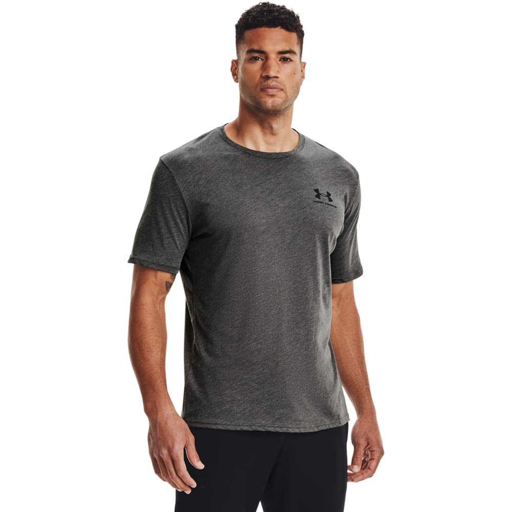 Under Armour Men's Sportstyle Left Chest Short-Sleeve T-Shirt , Charcoal Medium Heat (019)/Black , X-Large
