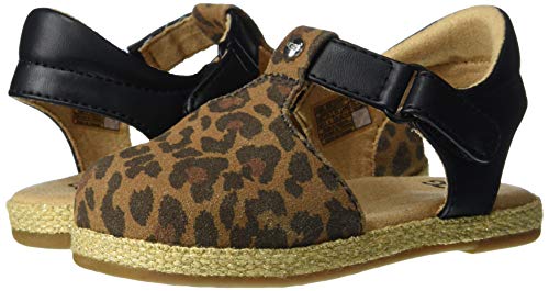 UGG girls I Emmery Leopard Flat Sandal, Tan, 4-5 Infant US