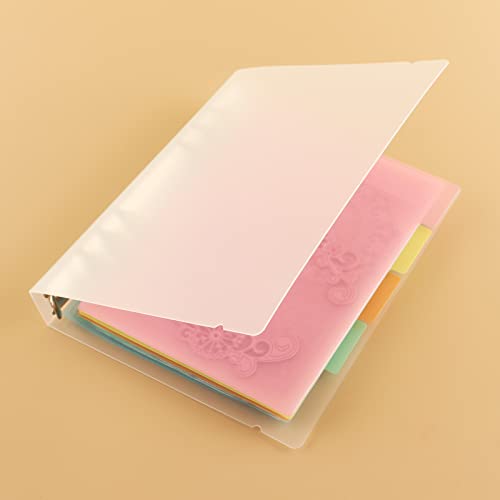 Loose-Leaf Detachable Die Storage Book Binder Die and Stamp Storage Folder Page Protectors Pockets 1 Cover,5 Pieces 1/2/3/4 Pockets Inserts with 5 Colors Dividers Set for Craft Stencils Storage Album