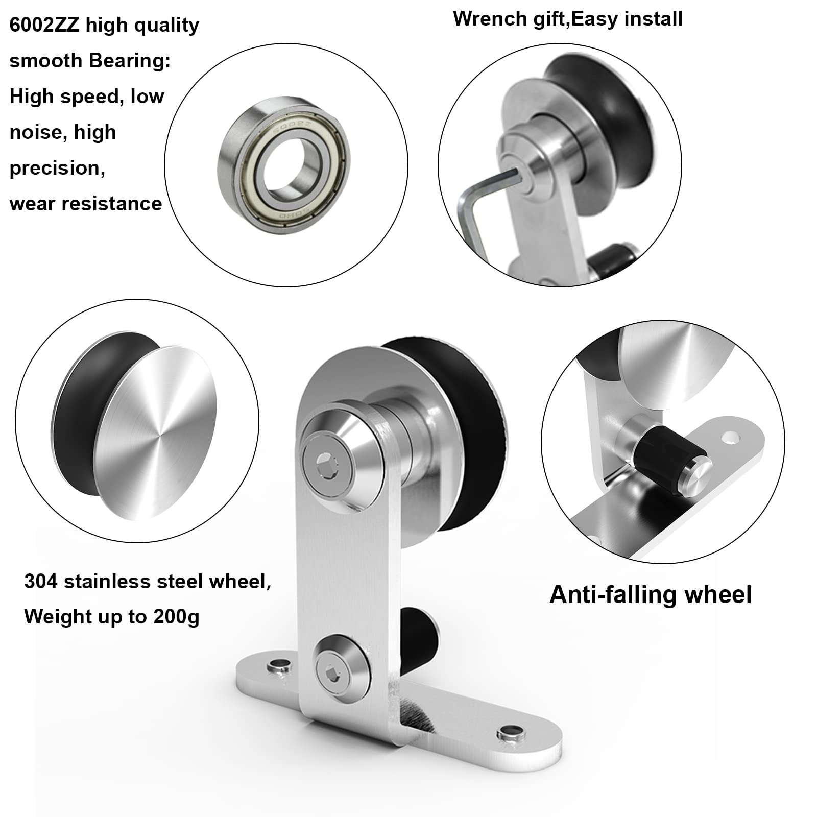 TSMST 10FT Sliding Barn Door Hardware Kit, Top Mount Stainless Steel Heavy Duty Sturdy Barn Door Track for Double Wood Door, Slide Smoothly Quietly (T Style)