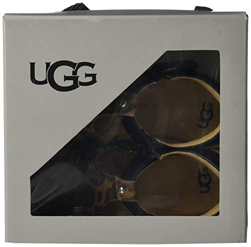 UGG girls I Emmery Leopard Flat Sandal, Tan, 4-5 Infant US