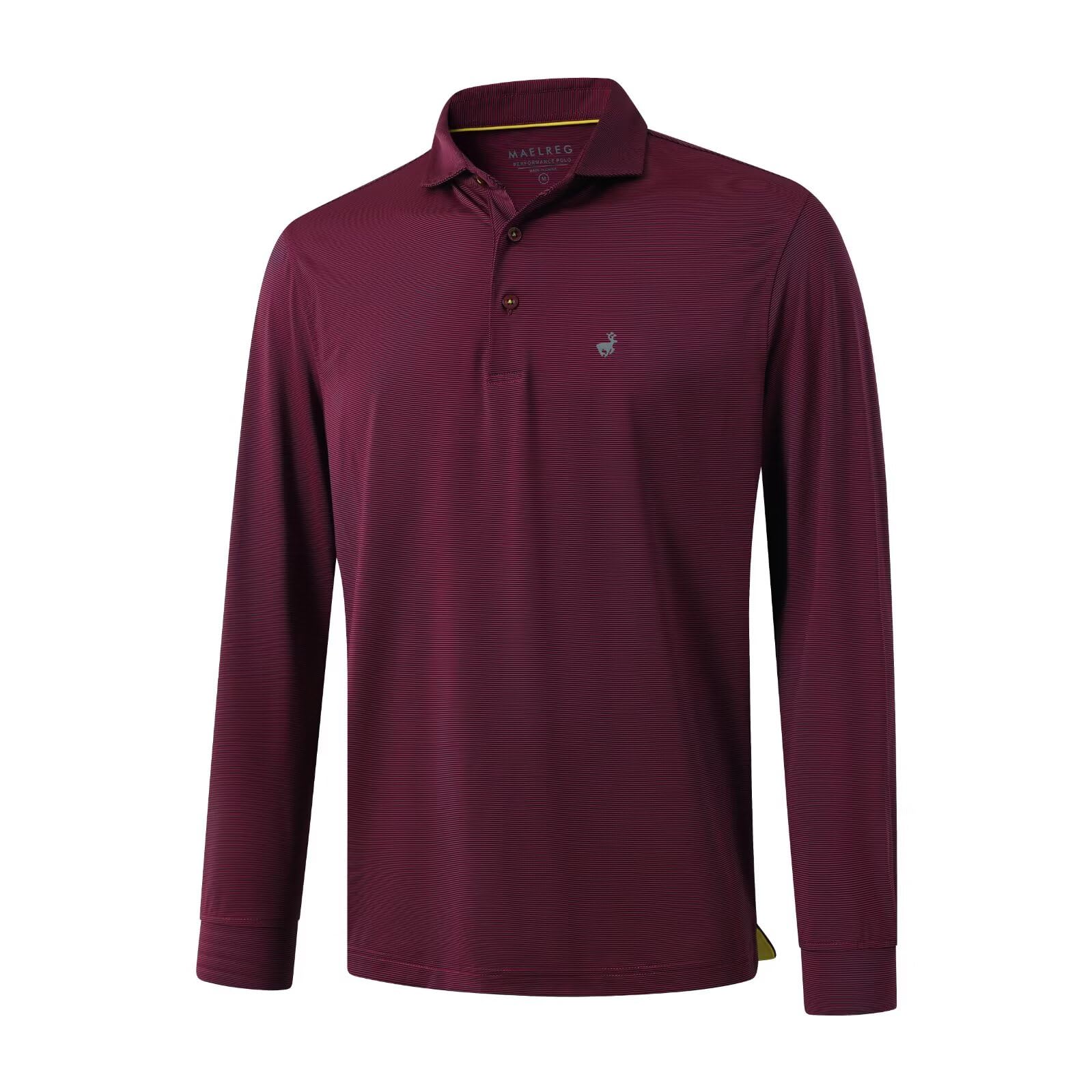 MICHEL ROUEN Golf Shirts for Men Lightweight Quick Dry Long Sleeve Striped Athletic Activewear Mens Golf Polo