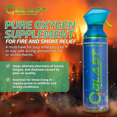 O2 Blast, Pure Oxygen Supplement, 10L Portable Can with Custom Breathing Mask for Respiratory Support, Elevate Oxygen Levels, Speed Recovery Time, Perfect for High Altitude & Sports Recovery (3-Pack)